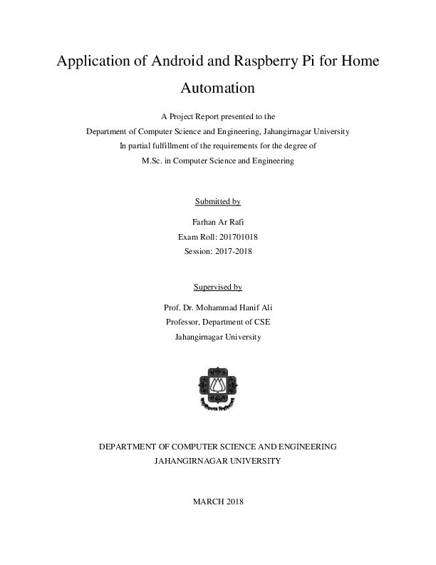 (PDF) Application of Android and Raspberry Pi for Home Automation