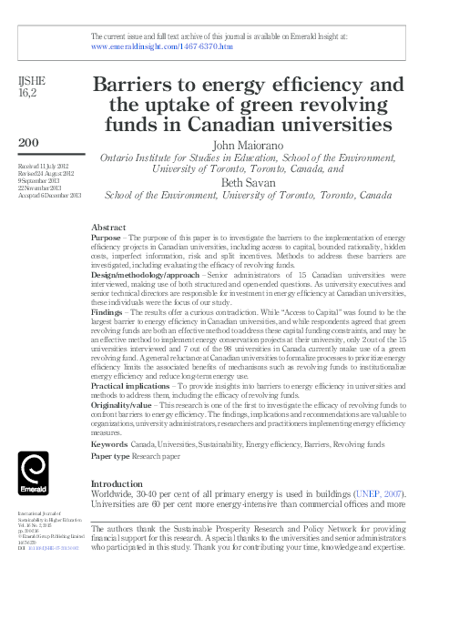 (PDF) Barriers to energy efficiency and the uptake of green revolving ...