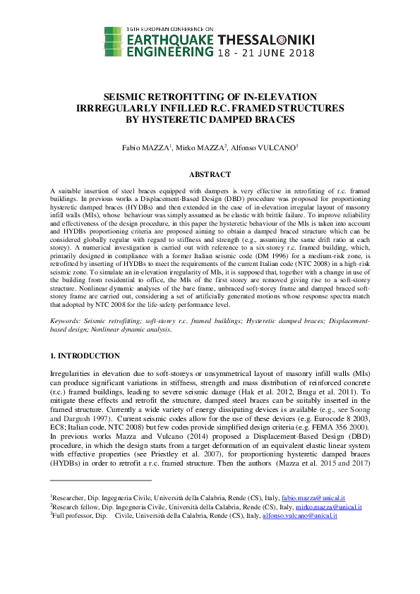 Pdf Seismic Retrofitting Of In Elevation Irrregularly Infilled R C Framed Structures By