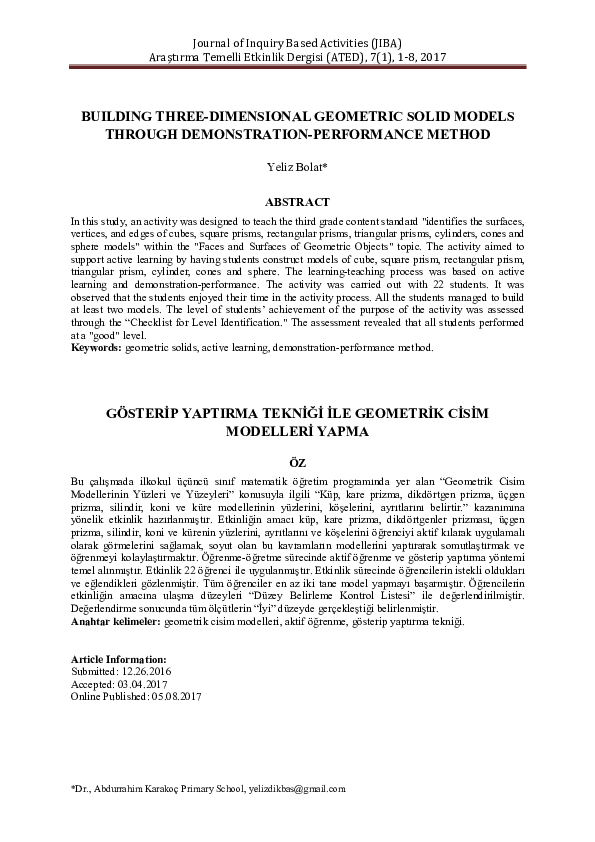 (PDF) BUILDING THREE-DIMENSIONAL GEOMETRIC SOLID MODELS THROUGH DEMONSTRATION-PERFORMANCE METHOD
