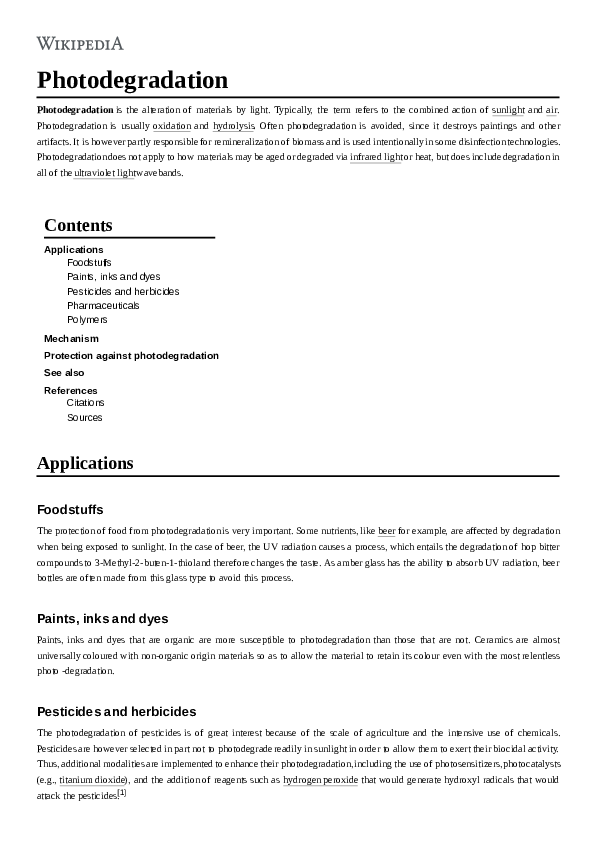 (PDF) Photodegradation