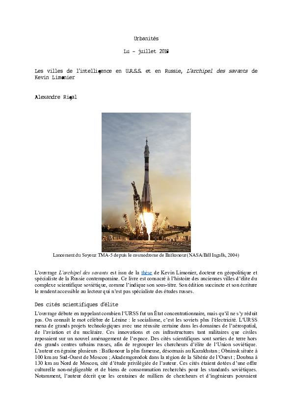 (PDF) Rigal Alexandre Lu 2018 Larchipel des savants Limonier