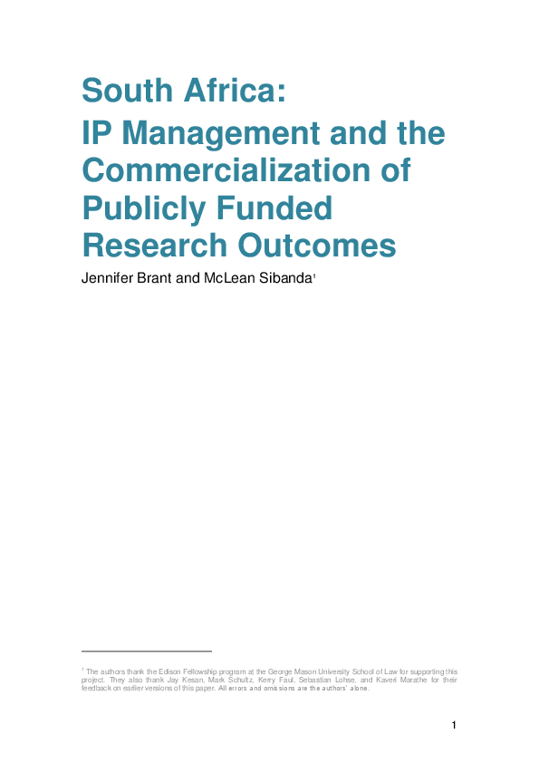 (PDF) South Africa: IP Management and the Commercialization of Publicly ...