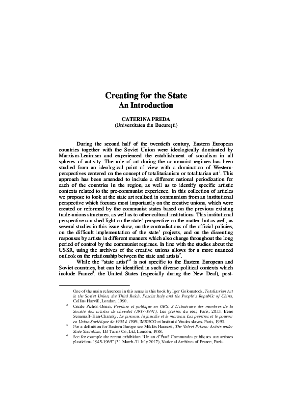 (PDF) Creating for the State An Introduction