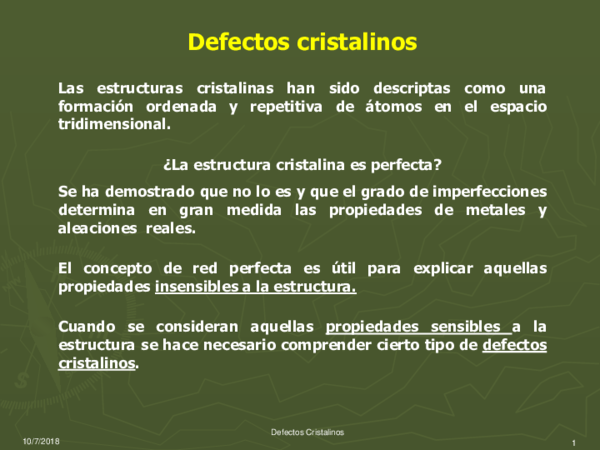 (PPT) Defectos Cristalinos resumen