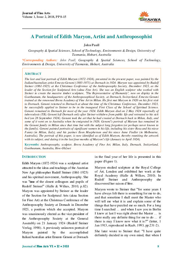 (PDF) A Portrait of Edith Maryon, Artist and Anthroposophist