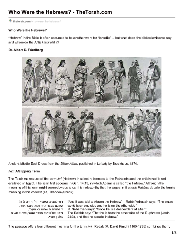 (PDF) Albert D. Friedberg, “Who Were the Hebrews?” TheTorah.com (22 ...