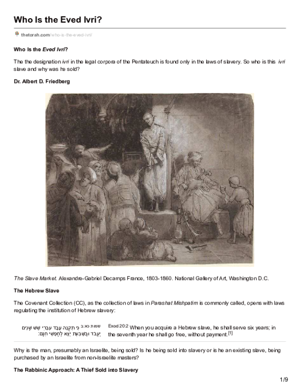 (PDF) Albert D. Friedberg, “Who Is the Eved Ivri?” TheTorah.com (22 ...