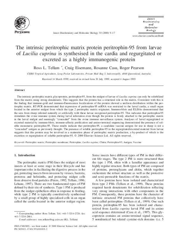 (PDF) The intrinsic peritrophic matrix protein peritrophin-95 from ...