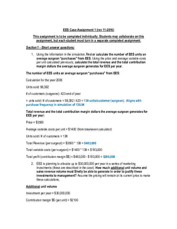 (DOC) EES Case Assignment 1