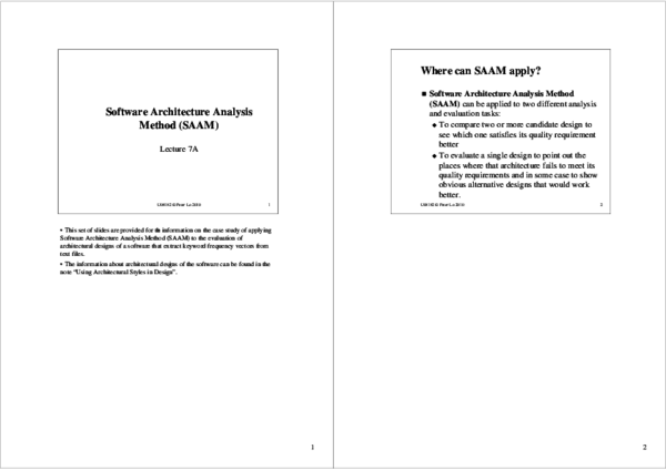Pdf Software Architecture Analysis Software Architecture Analysis Method Saam Method Saam
