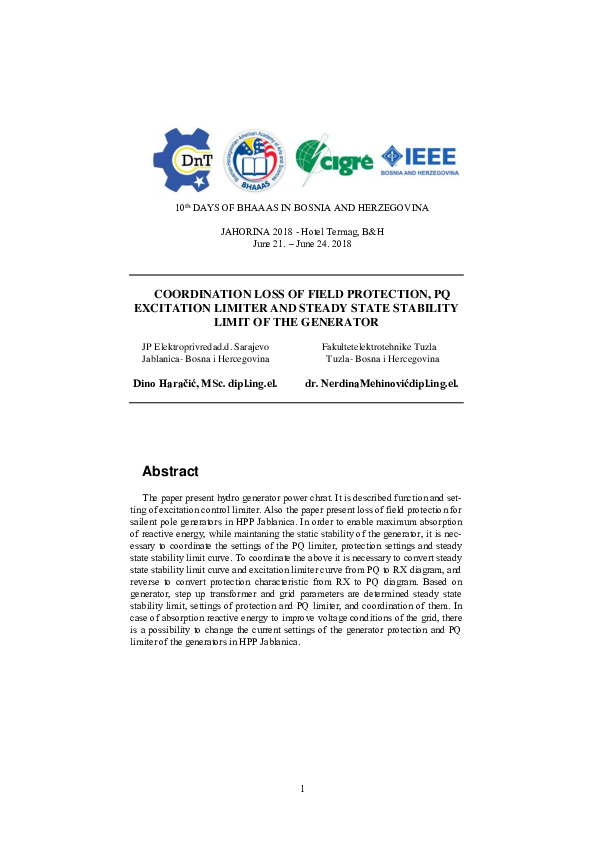 (DOC) COORDINATION LOSS OF FIELD PROTECTION, PQ EXCITATION LIMITER AND ...