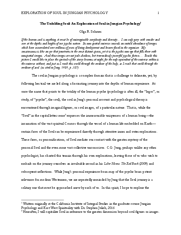 (PDF) The Unfolding Soul: An Exploration of Soul in Jungian Psychology