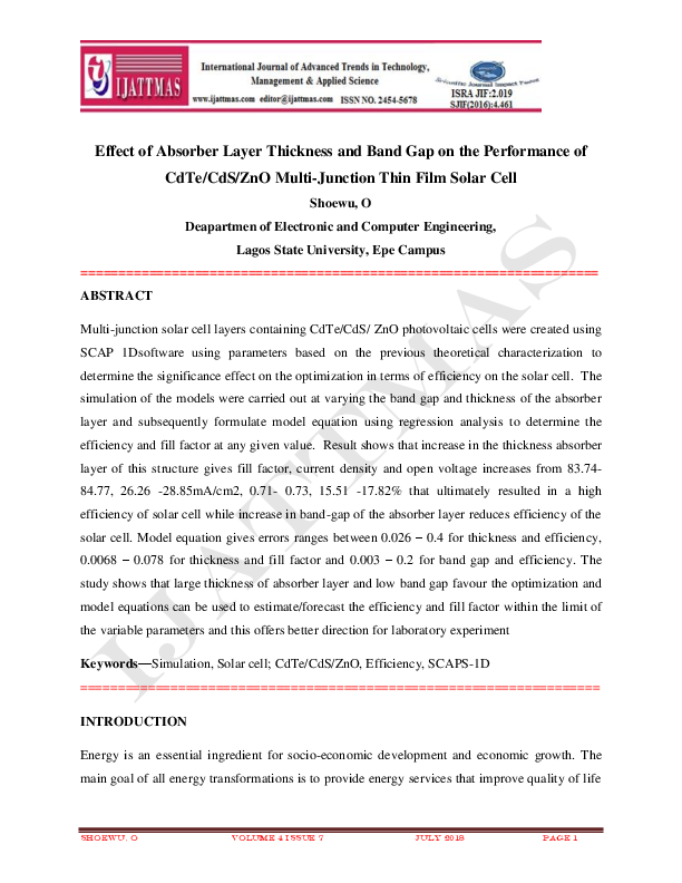 Pdf Using Molybdenum Trioxide As A Tco Layer To Improve Performance