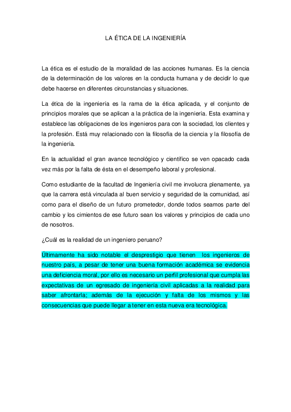 (DOC) LA ÉTICA DE LA INGENIERÍA