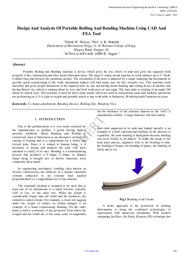 (PDF) Design And Analysis Of Portable Rolling And Bending Machine Using ...