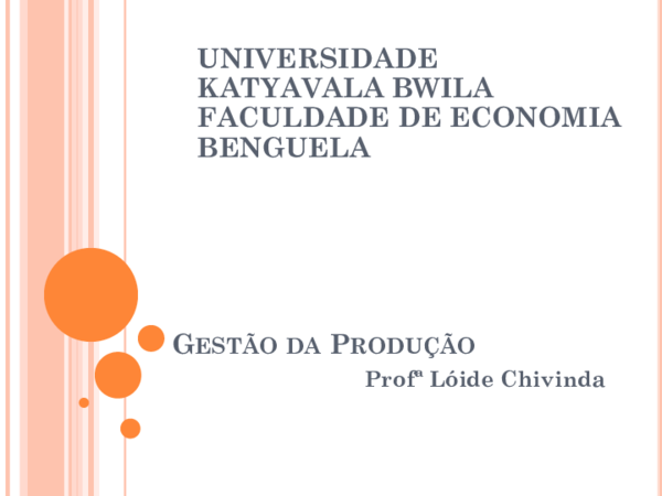 (PDF) GESTÃO DA PRODUÇÃO UNIVERSIDADE KATYAVALA BWILA FACULDADE DE ...