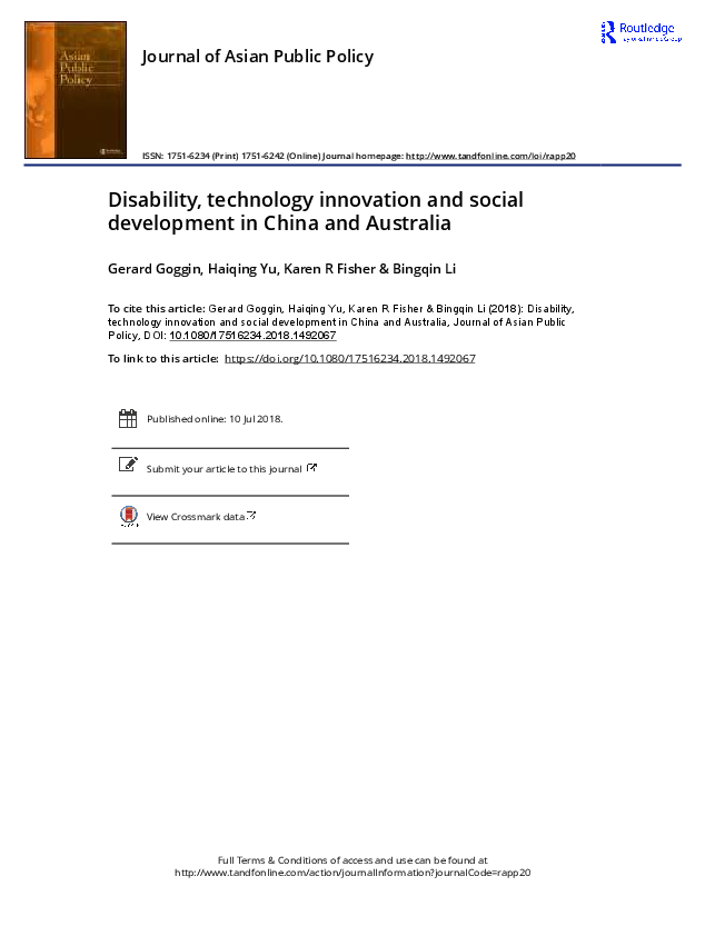 (PDF) Disability, technology innovation and social development in China ...