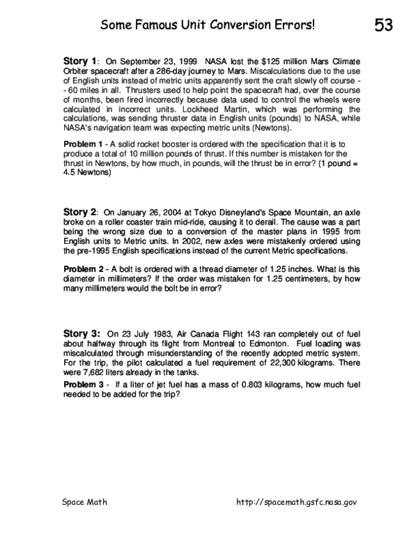Pdf 53 Some Famous Unit Conversion Errors