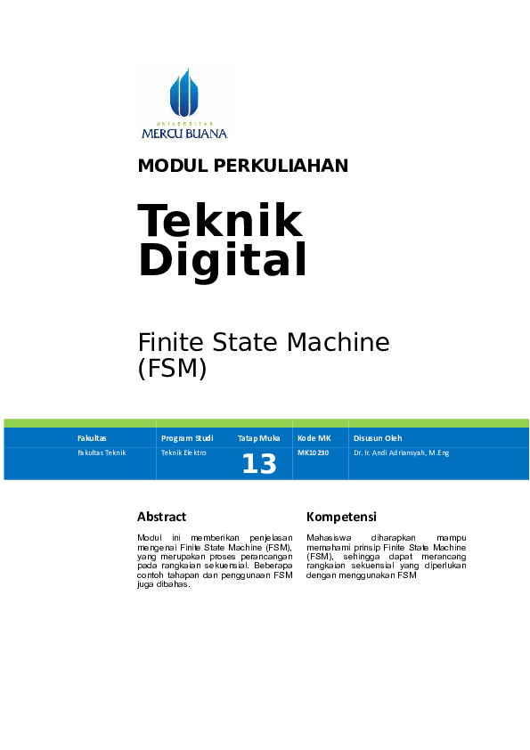 (DOC) Teknik Digital Finite State Machine (FSM) Fakultas Program Studi ...