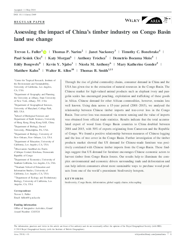 (PDF) Assessing the impact of China's timber industry on Congo Basin ...