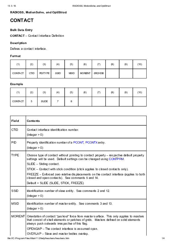 (PDF) CONTACT Card Hypermesh