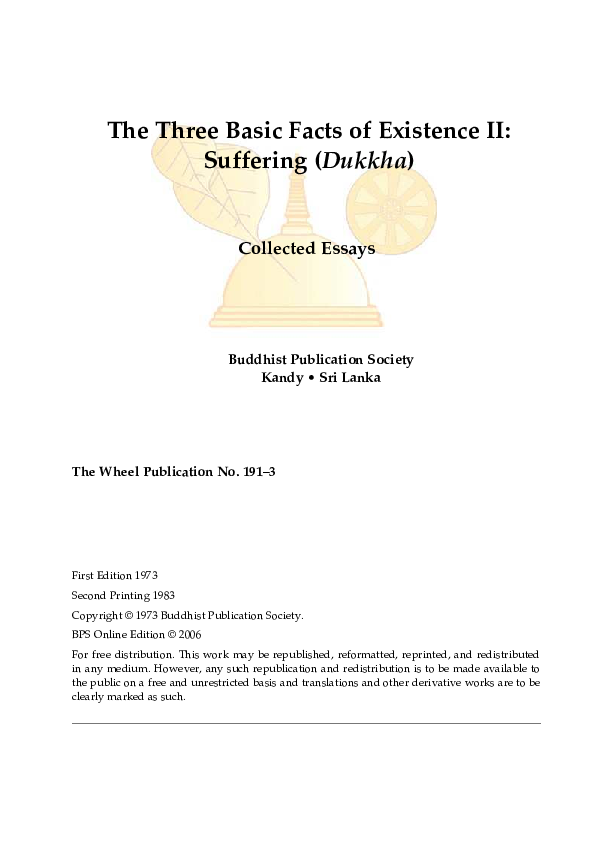 (PDF) The Three Basic Facts of Existence II: Suffering (Dukkha ...