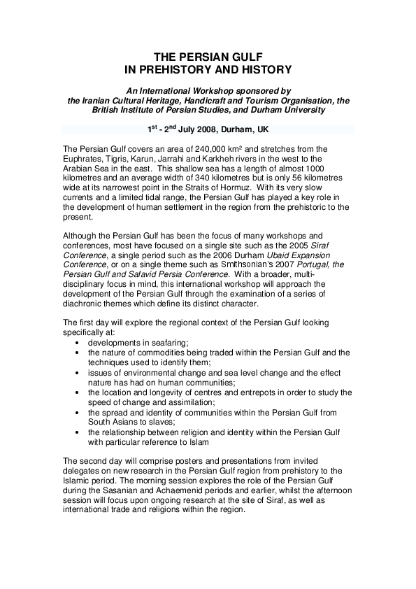 (PDF) Priestman, 2008: The Sasanian Origin of Siraf?