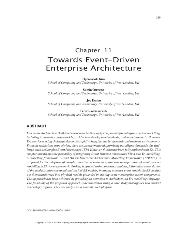 (PDF) Towards Event-Driven Enterprise Architecture