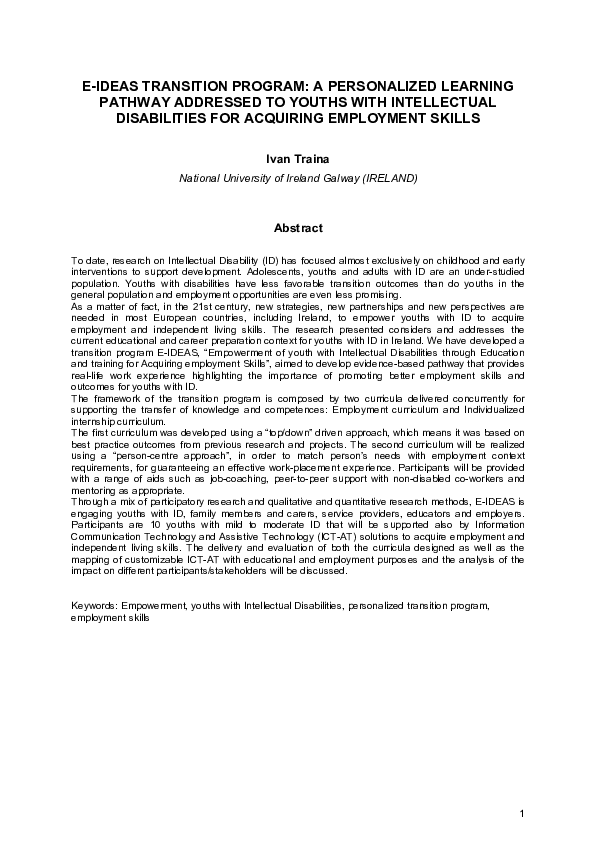 (PDF) E-IDEAS transition program: a personalized learning pathway ...