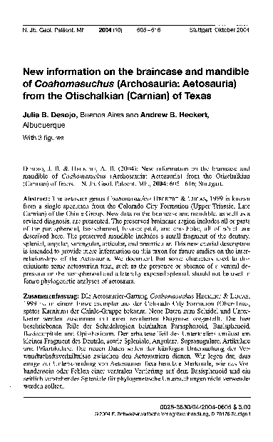 (PDF) New information on the braincase and mandible of Coahomasuchus ...