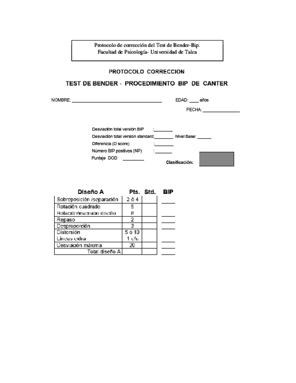 (PDF) Protocolo Bender y Tarjetas