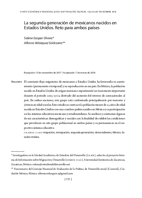 (PDF) Selene Gaspar Olvera y Alfonso Velázquez Solórzano (2018). La ...