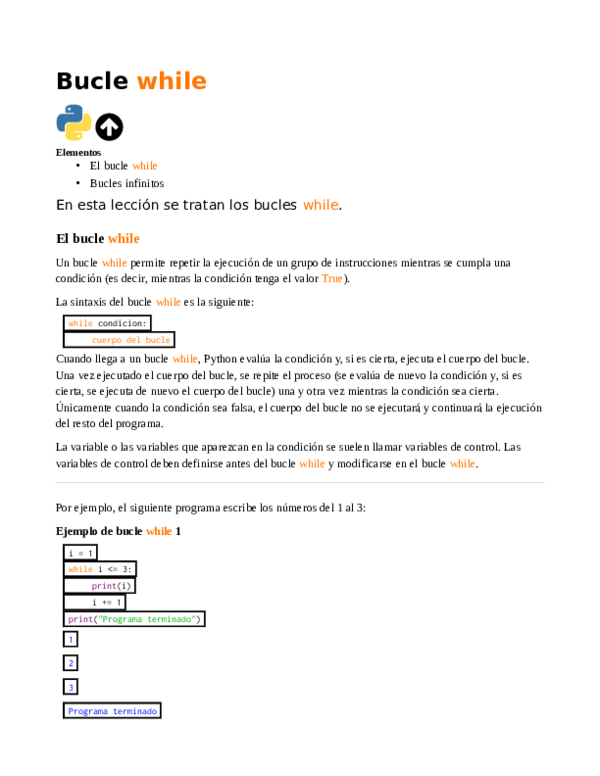 Bucle while Índice de Python Principio de la página | Victor Torres ...