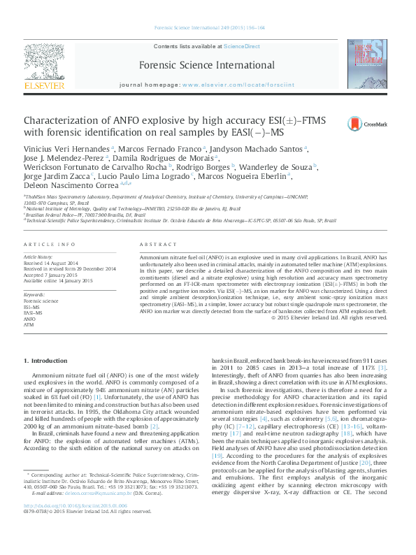 (PDF) Characterization of ANFO explosive by high accuracy ESI(AE)–FTMS ...