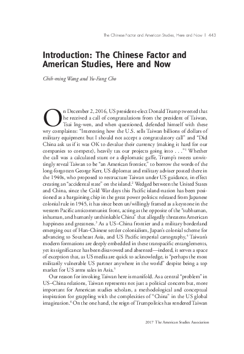 (PDF) "The Chinese Factor and American Studies, Here and Now ...