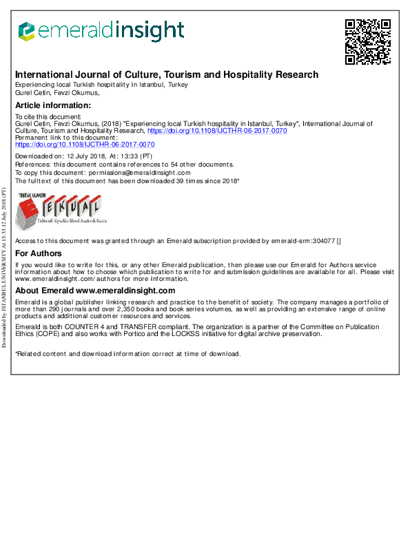 (PDF) International Journal of Culture, Tourism and Hospitality ...
