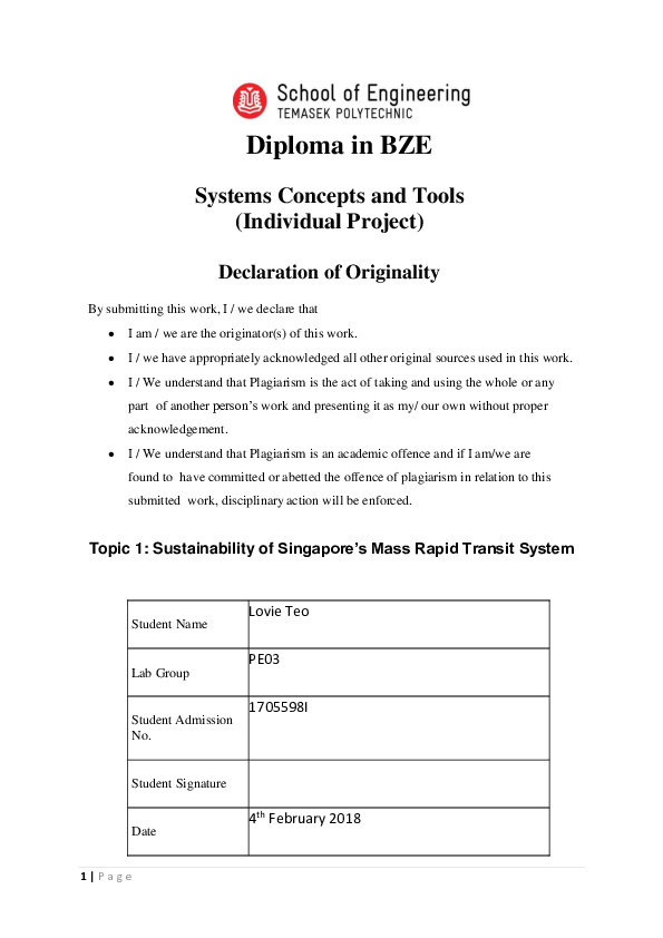 (DOC) Diploma in BZE Systems Concepts and Tools (Individual Project ...