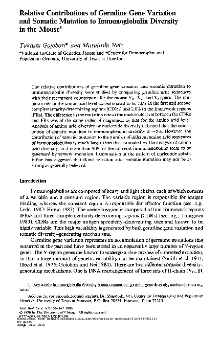 (PDF) Relative contributions of germline gene variation and somatic ...