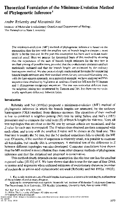 (PDF) Theoretical foundation of the minimum-evolution method of ...