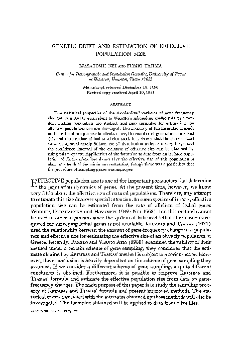 (PDF) Genetic drift and estimation of effective population size ...