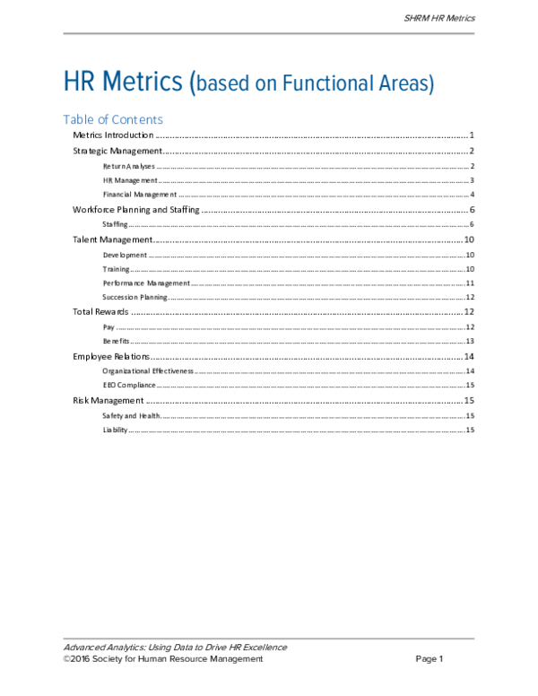 (PDF) SHRM HR Metrics Advanced Analytics: Using Data to Drive HR ...