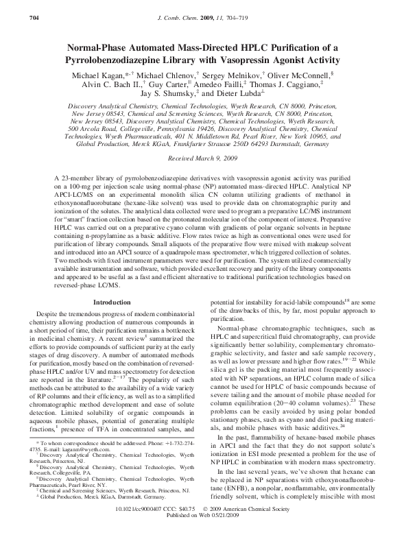 (PDF) Normal-Phase Automated Mass-Directed HPLC Purification of a ...