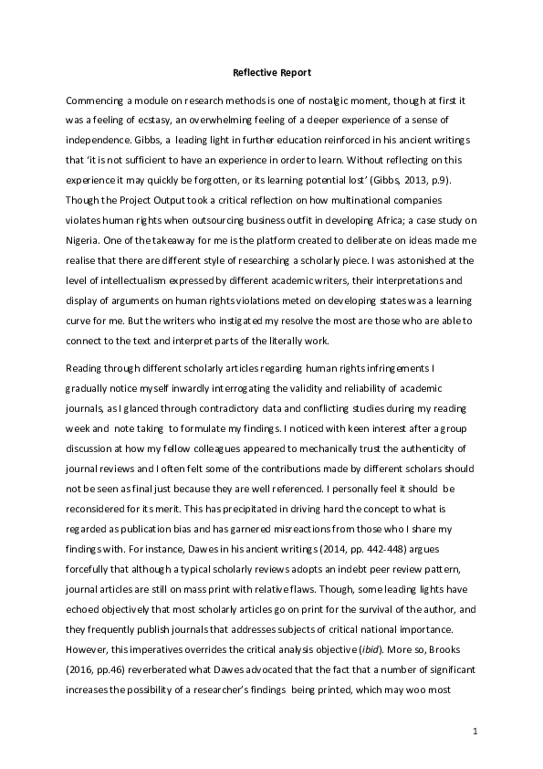 (DOC) Reflective Report