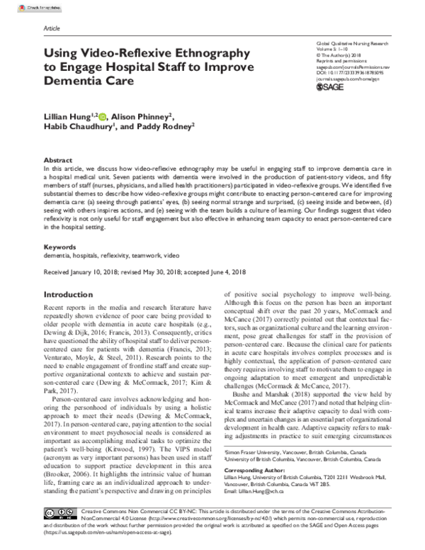 (PDF) Using Video-Reflexive Ethnography to Engage Hospital Staff to ...