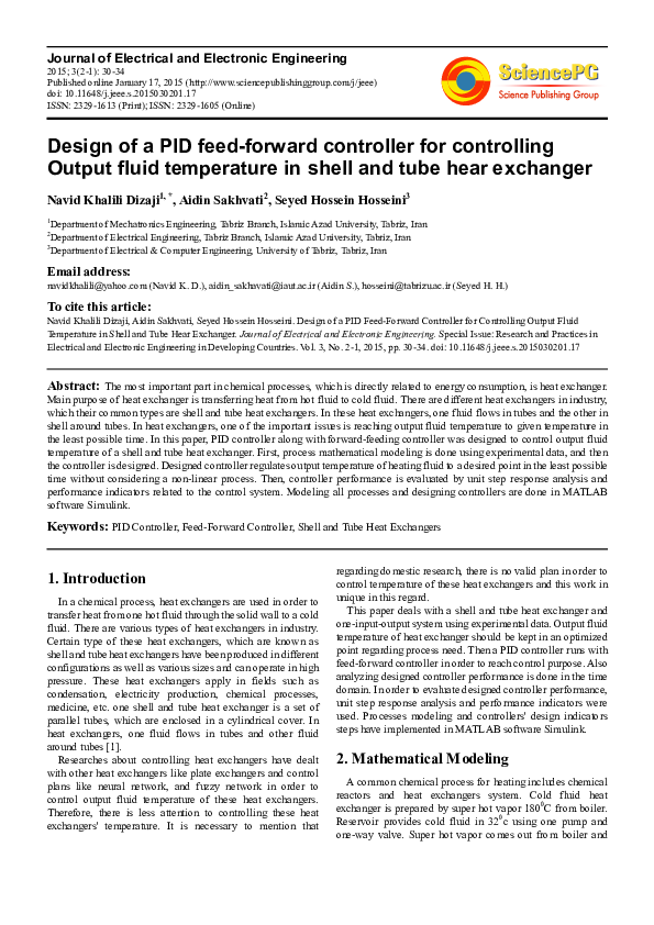 Pdf Design Of A Pid Feed Forward Controller For Controlling Output