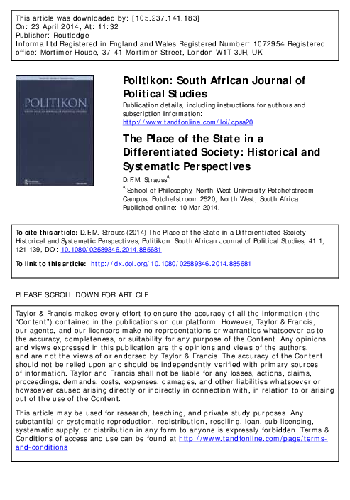 (PDF) Politikon: South African Journal of Political Studies The Place ...