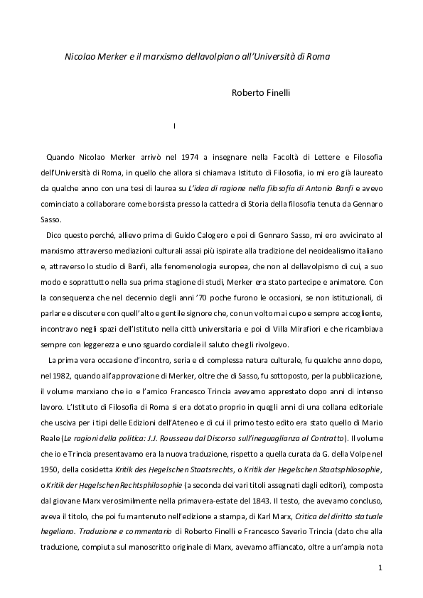 (DOC) Nicolao Merker e il marxismo dellavolpiano all’Università di Roma