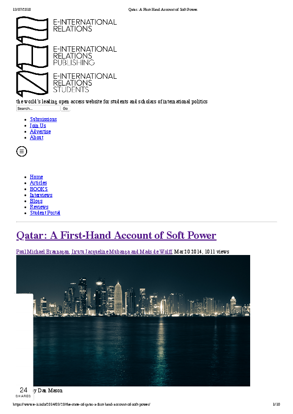 (PDF) Qatar: A First-Hand Account of Soft Power