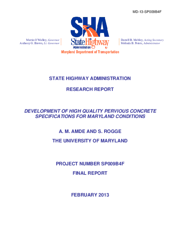 (PDF) STATE HIGHWAY ADMINISTRATION RESEARCH REPORT DEVELOPMENT OF HIGH ...